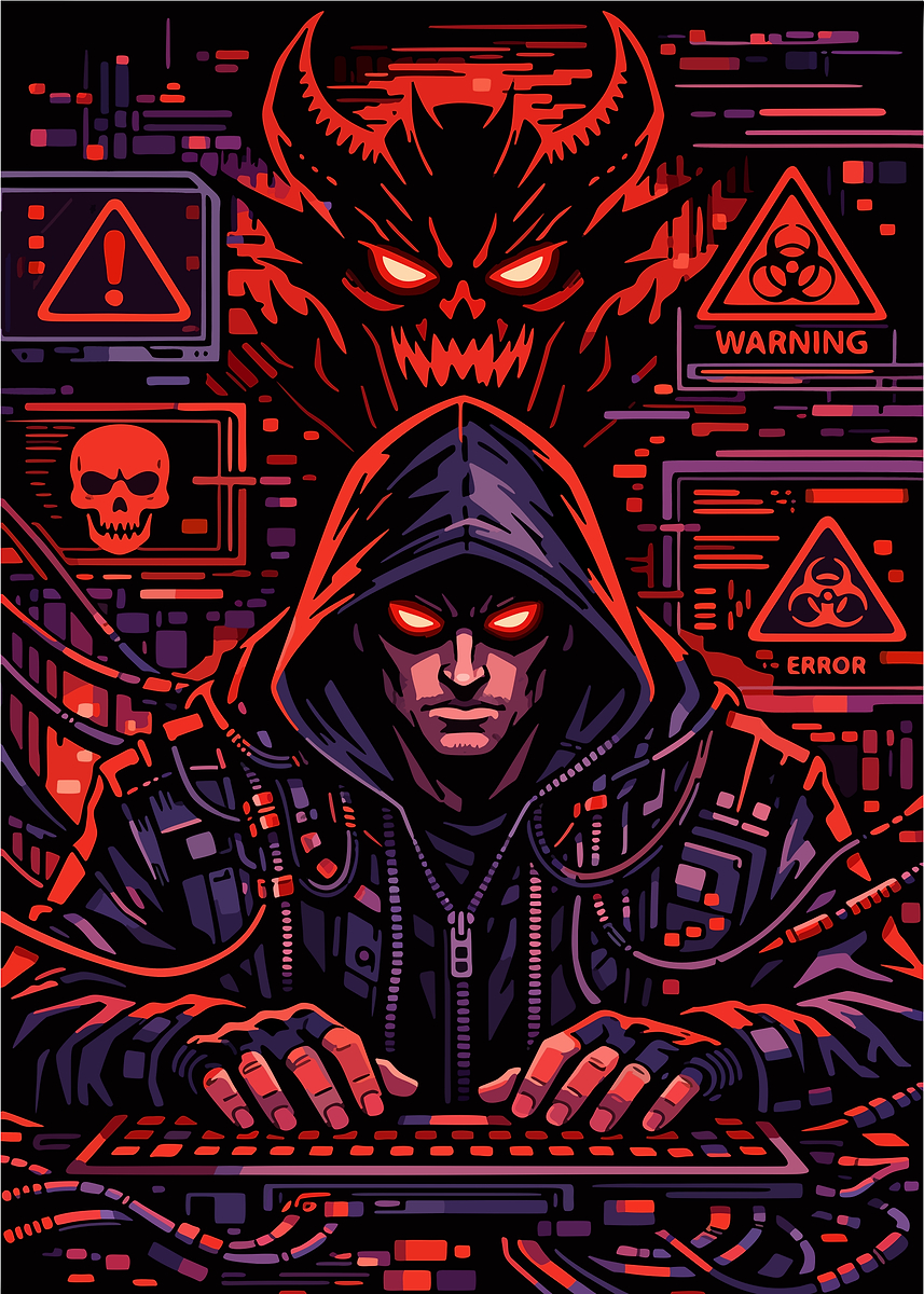 'Cyberpunk Hacker and Demon' Poster, picture, metal print, paint by ...
