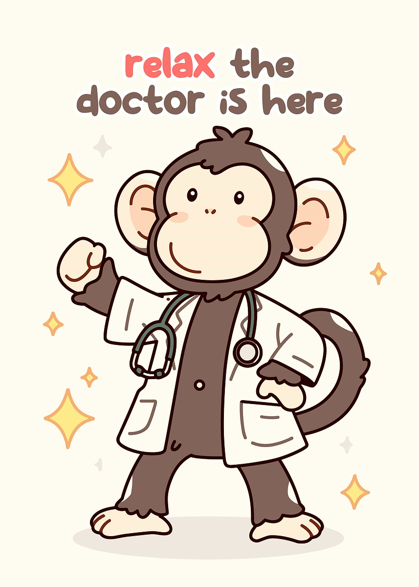 'Doctor Monkey with Stethoscope' Poster, picture, metal print, paint by ...