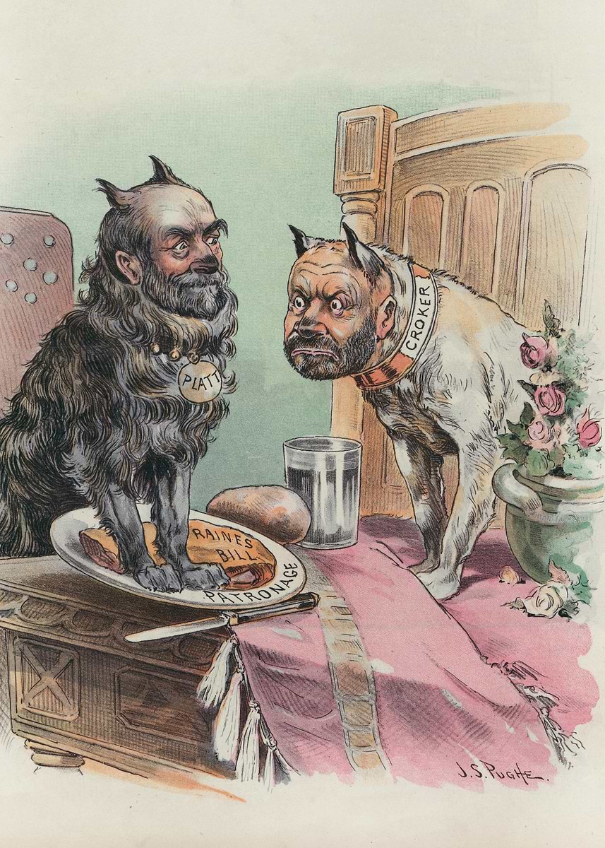 'Political Cartoon Dogs at Dinner' Poster, picture, metal print, paint ...