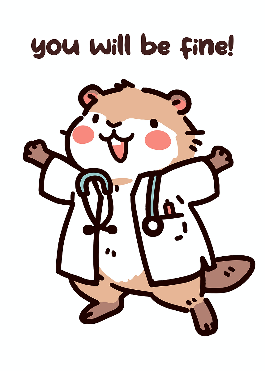 'Cute Beaver Doctor Saying You Will Be Fine' Poster, picture, metal ...