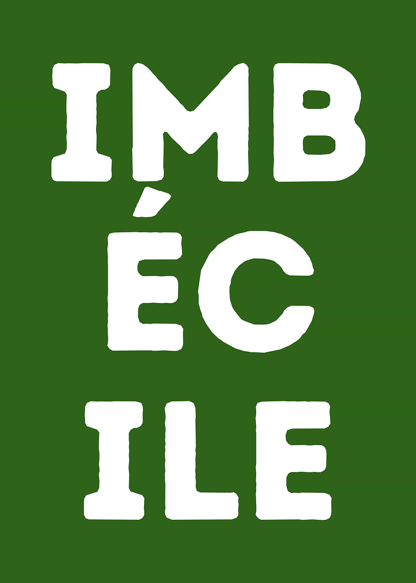 'IMBÉCILE – Minimal Typography Poster | French Word Art (“Mots Coupés ...
