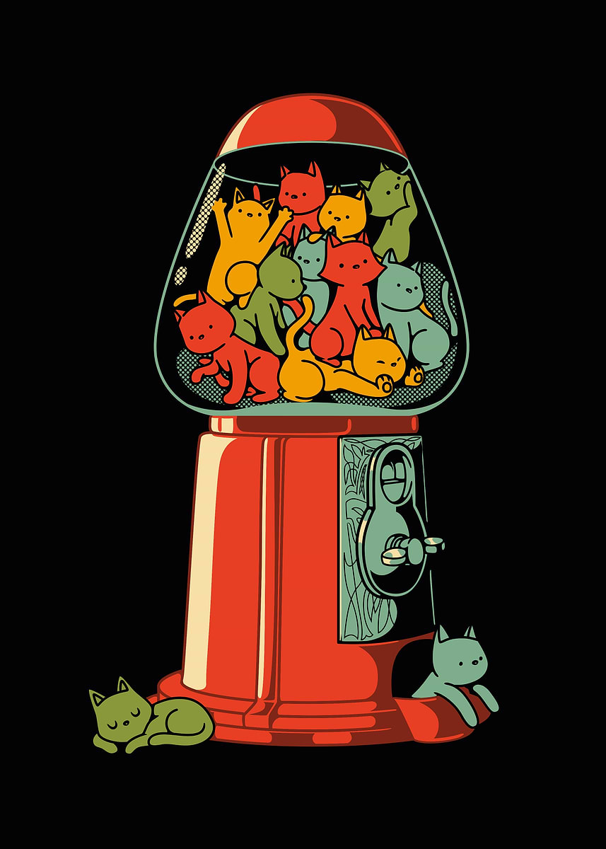 'Gumball Colorful Cats' Poster, picture, metal print, paint by Tobias ...