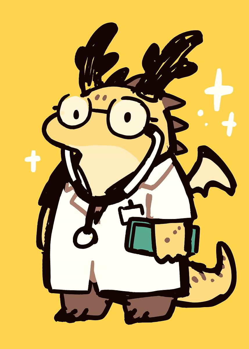 'Cute Dragon Doctor with Stethoscope' Poster, picture, metal print ...