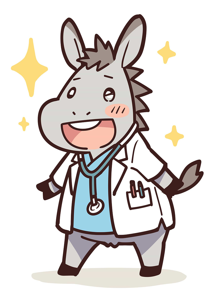 'Cute Donkey Doctor with Stethoscope' Poster, picture, metal print ...