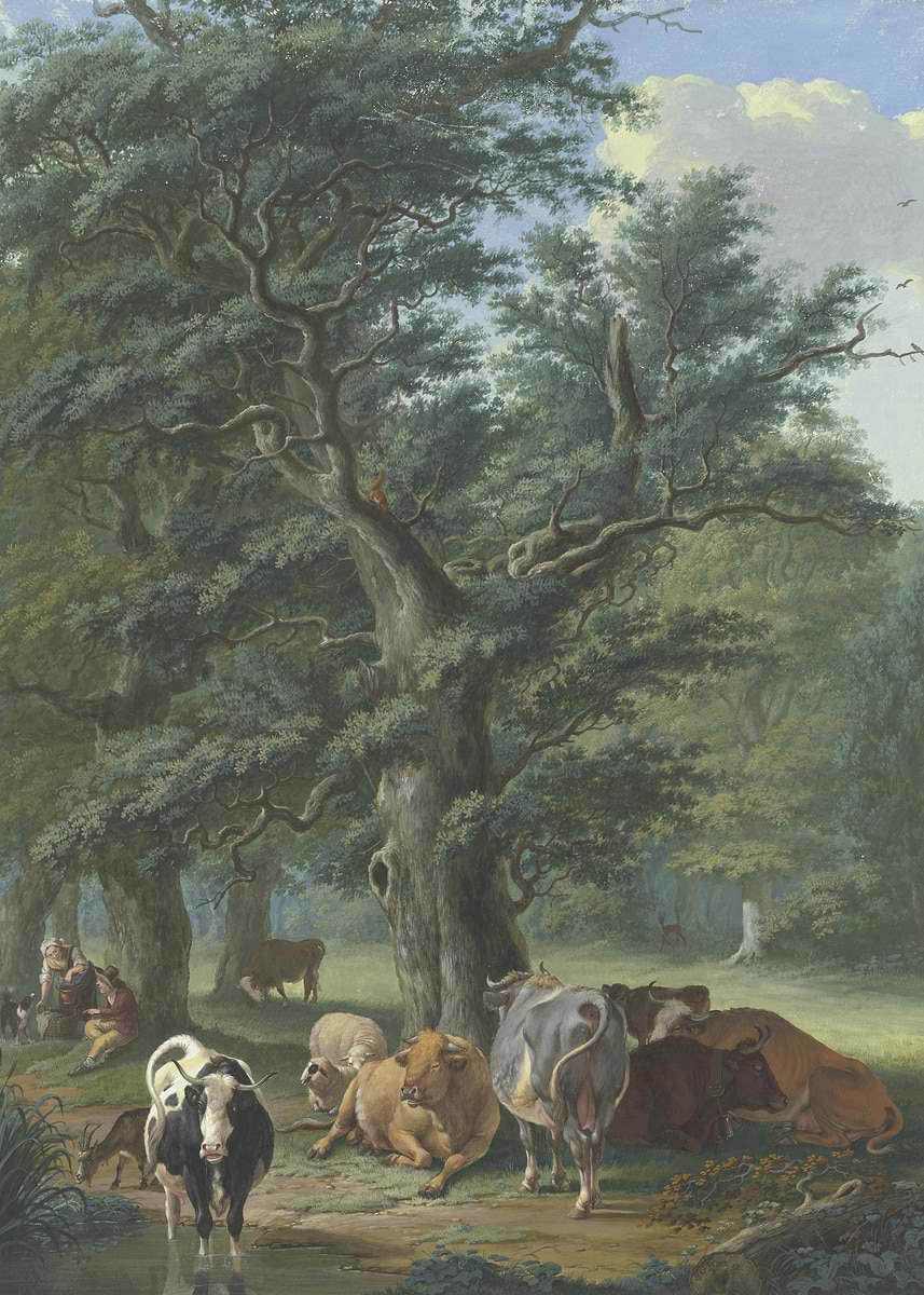'Pastoral Scene with Cattle and Deer' Poster, picture, metal print ...