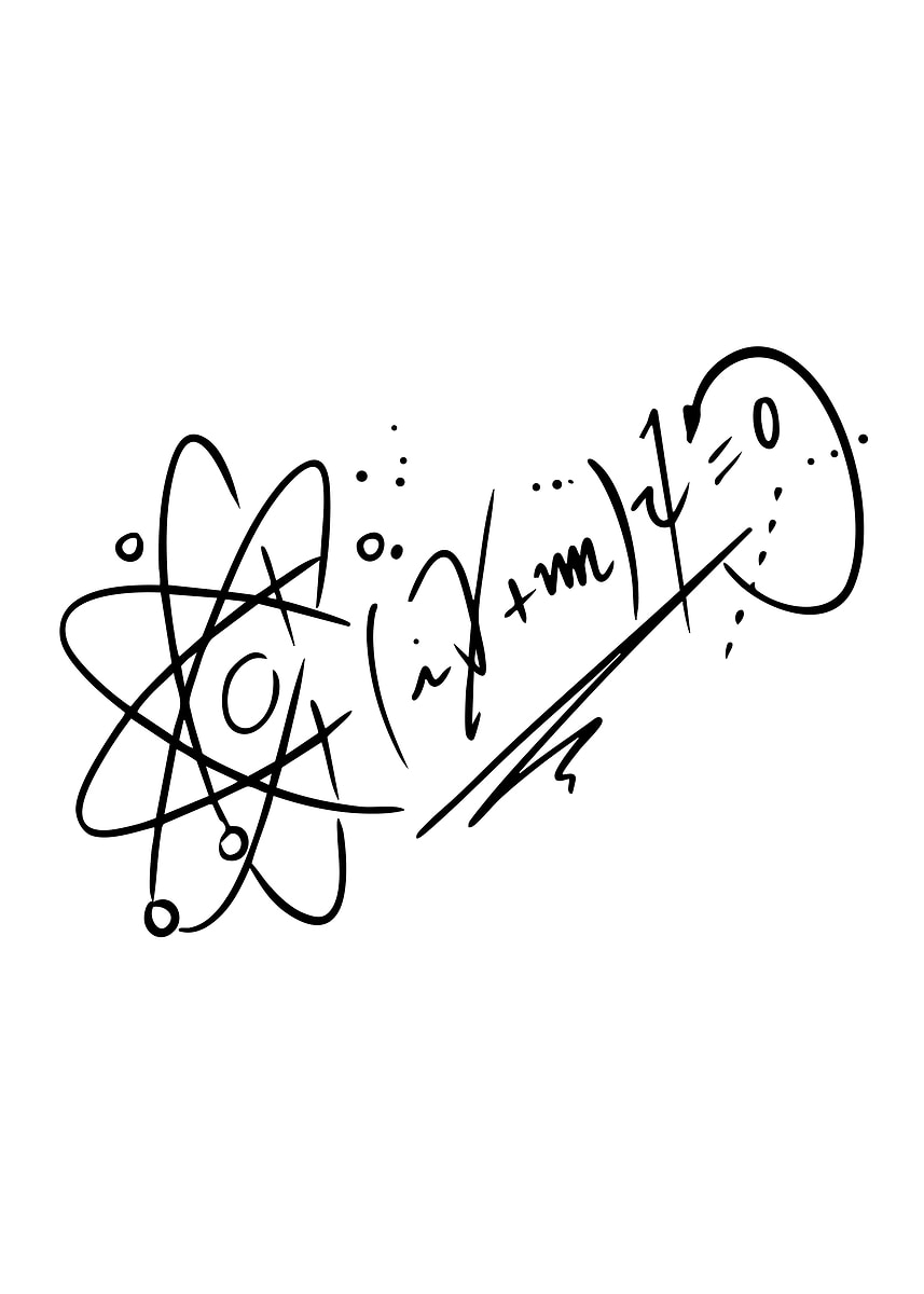 'Physics Equation and Atom Symbol' Poster, picture, metal print, paint ...