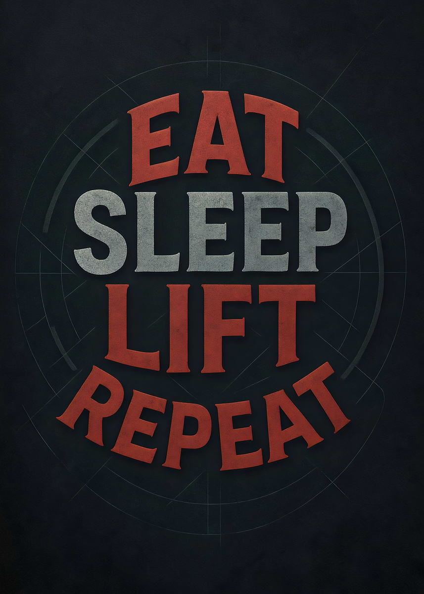 'Eat Sleep Lift Repeat - Gym Motivation Typography Poster' Poster ...