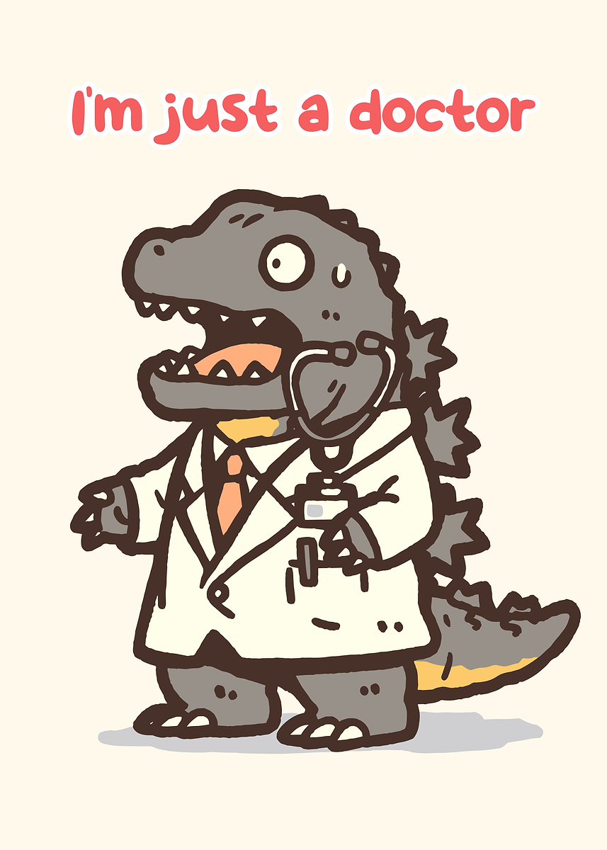 'Dinosaur Doctor with Stethoscope' Poster, picture, metal print, paint ...