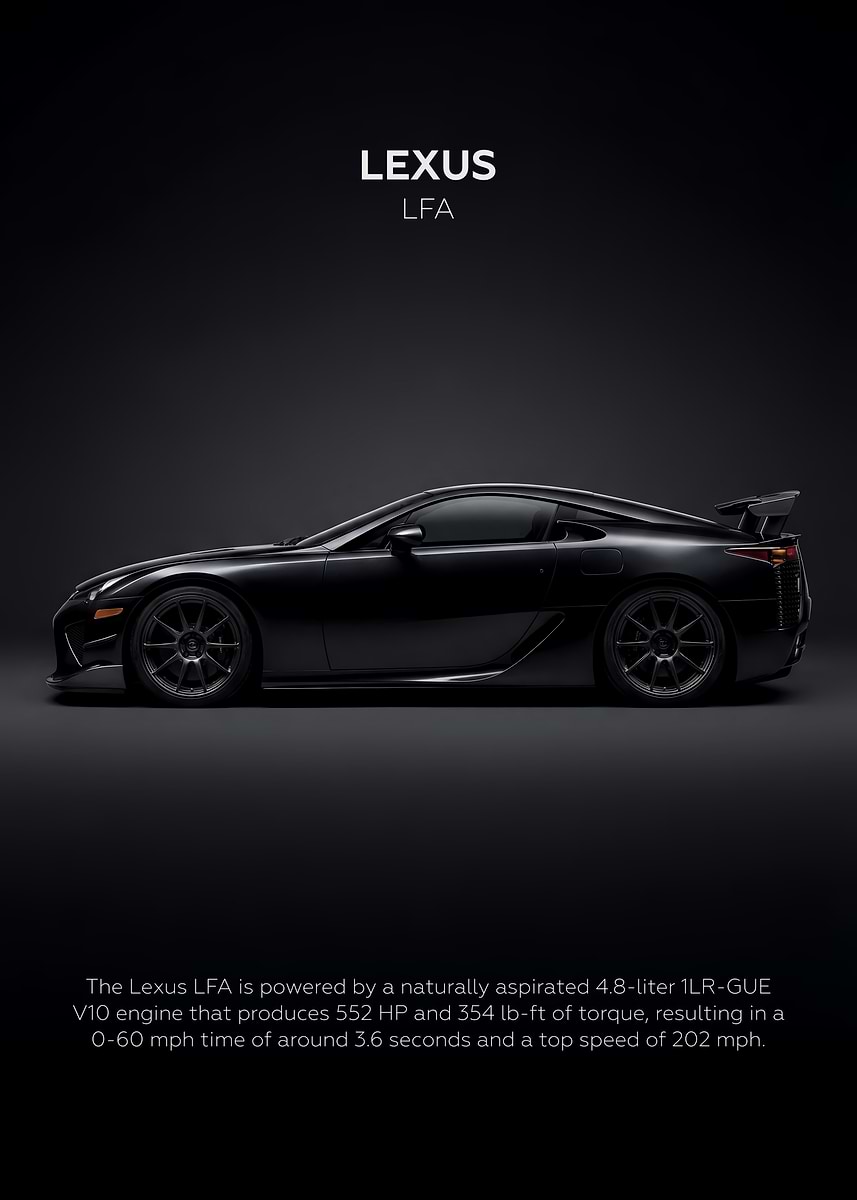 'Lexus LFA Black Sports Car' Poster, picture, metal print, paint by ...