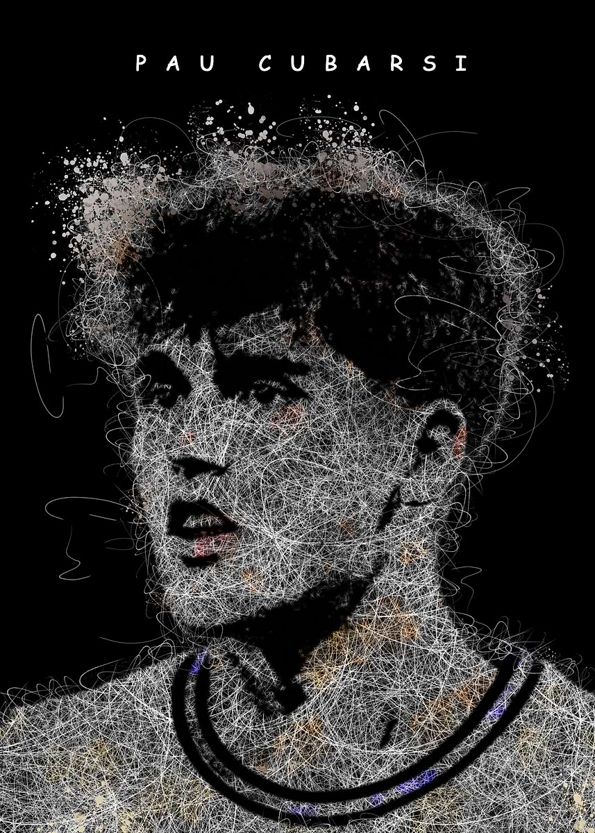 'Pau Cubarsi Scribble Portrait' Poster, picture, metal print, paint by ...