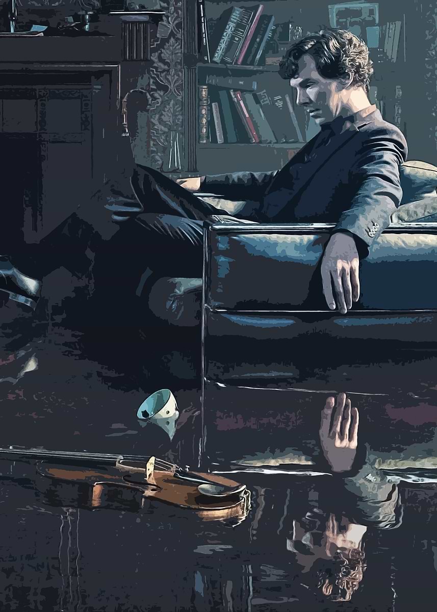 'Sherlock Holmes with Violin and Reflection' Poster, picture, metal ...