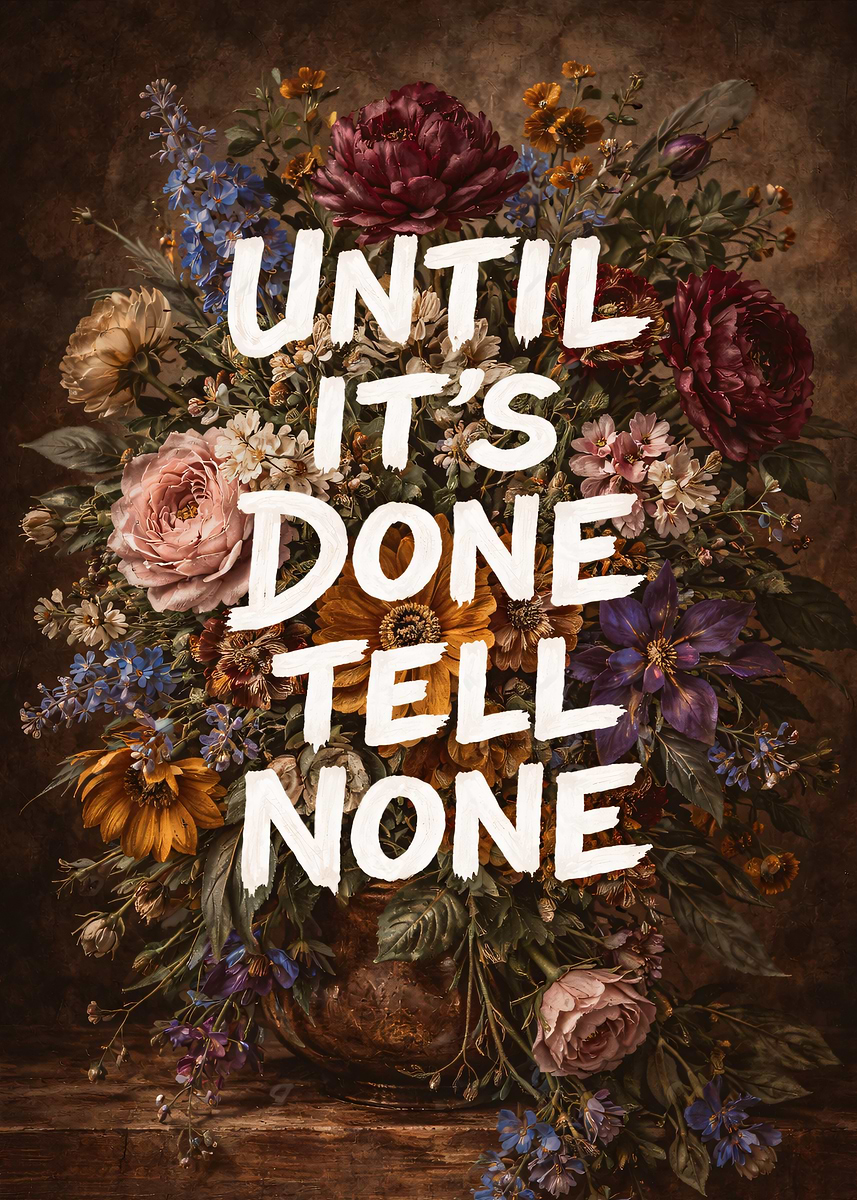'Until It's Done Tell None' Poster, picture, metal print, paint by ...