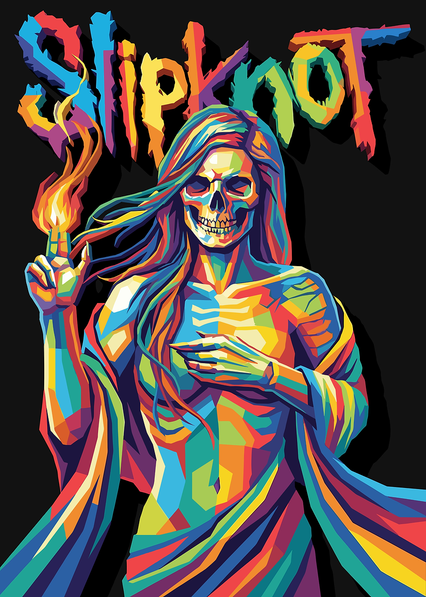'Slipknot Skull Woman with Fire' Poster, picture, metal print, paint by ...