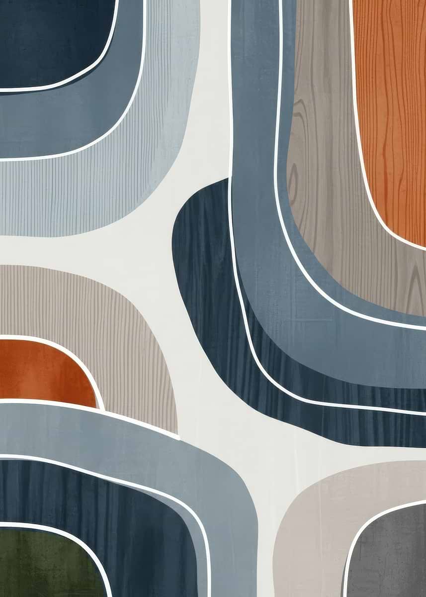 'Abstract Mid-Century Modern Shapes' Poster, picture, metal print ...