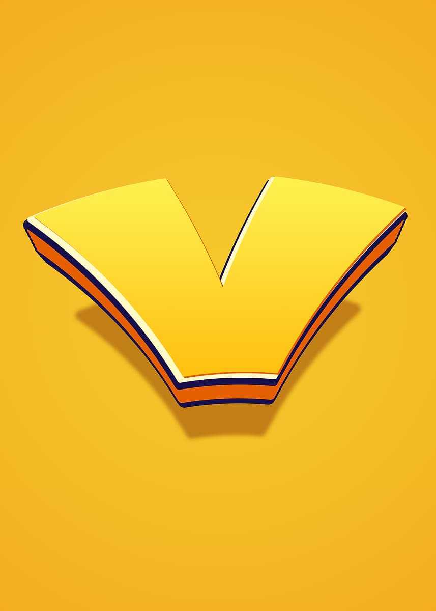 'Yellow Letter V Logo' Poster, picture, metal print, paint by hiken ...