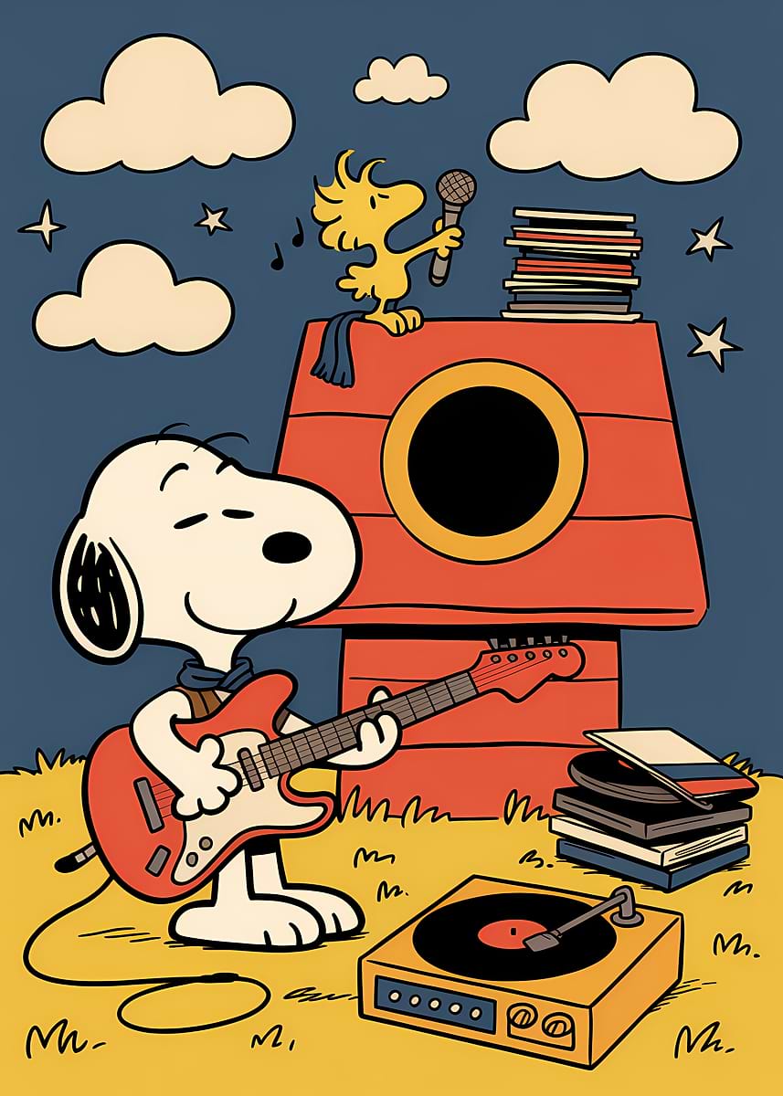 'Snoopy and Woodstock Rock Out' Poster, picture, metal print, paint by ...