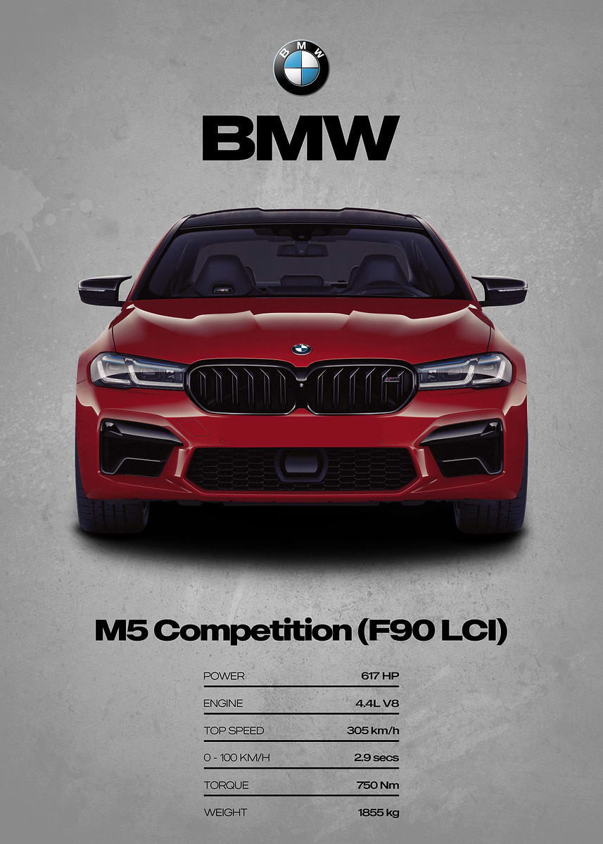 'BMW M5 Competition F90 LCI Poster' Poster, picture, metal print, paint ...