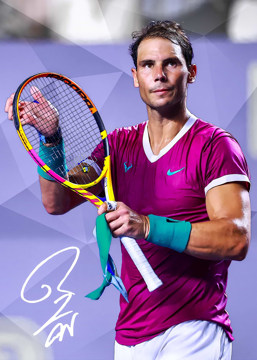 'Rafael Nadal Tennis Player Portrait' Poster, picture, metal print ...