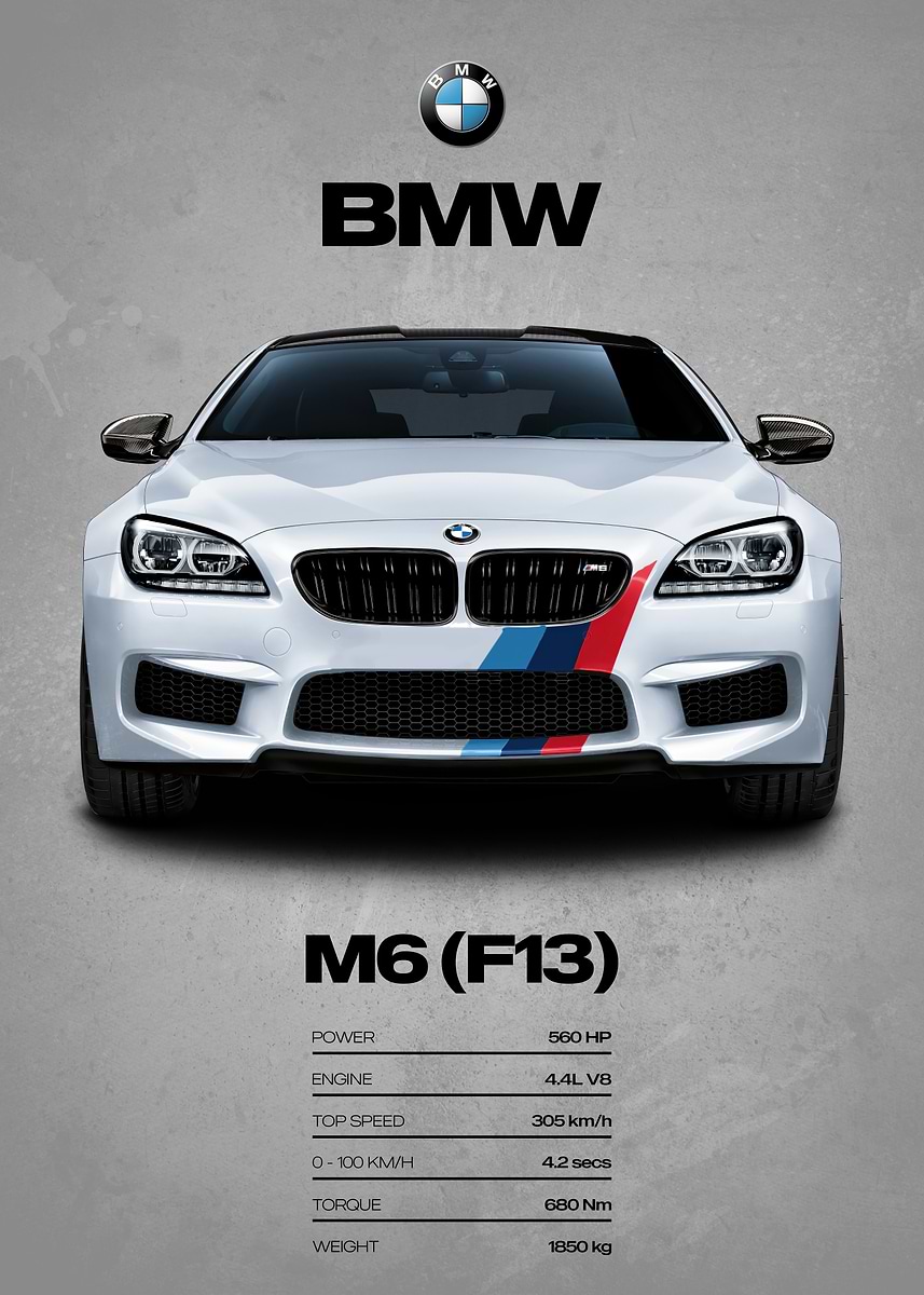 'BMW M6 (F13) Car Poster' Poster, picture, metal print, paint by ...