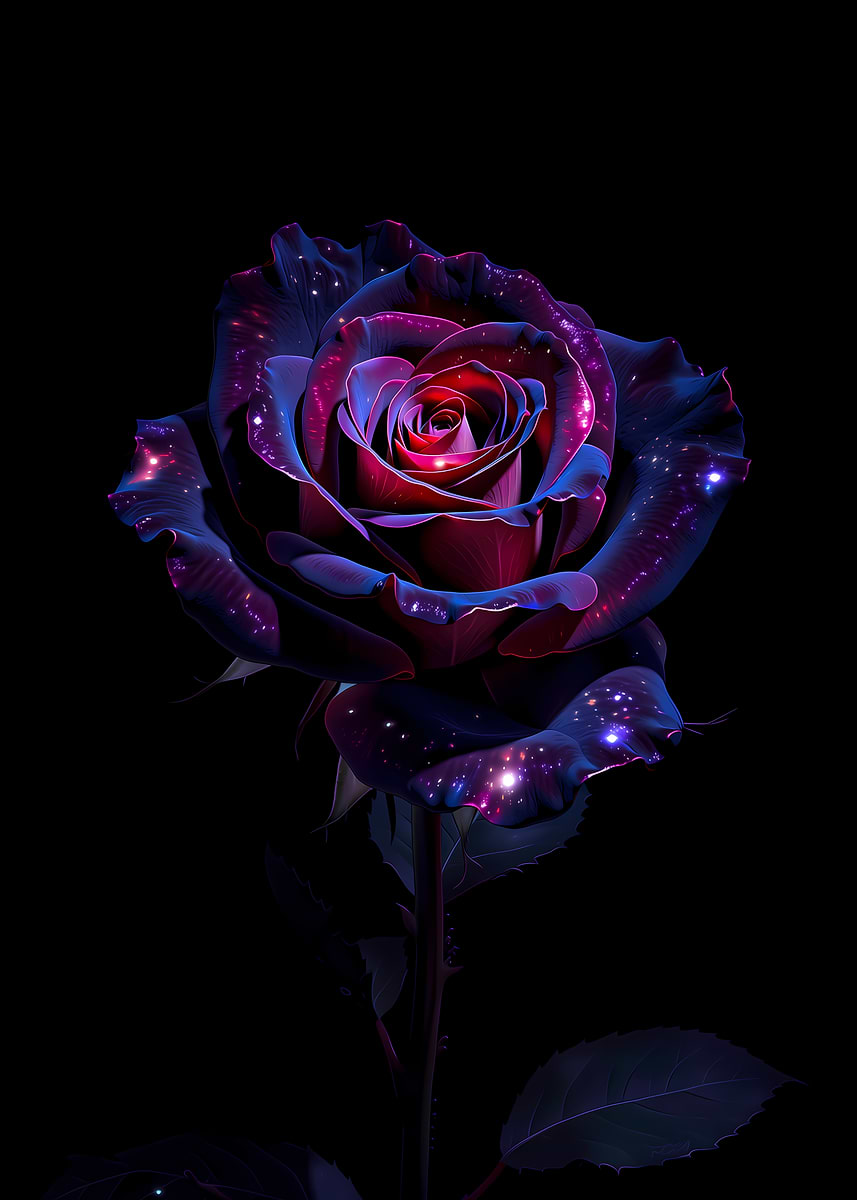 'Cosmic Rose with Starlight' Poster, picture, metal print, paint by ...