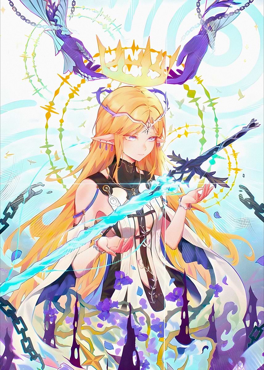 'Anime Elf with Glowing Sword' Poster, picture, metal print, paint by ...