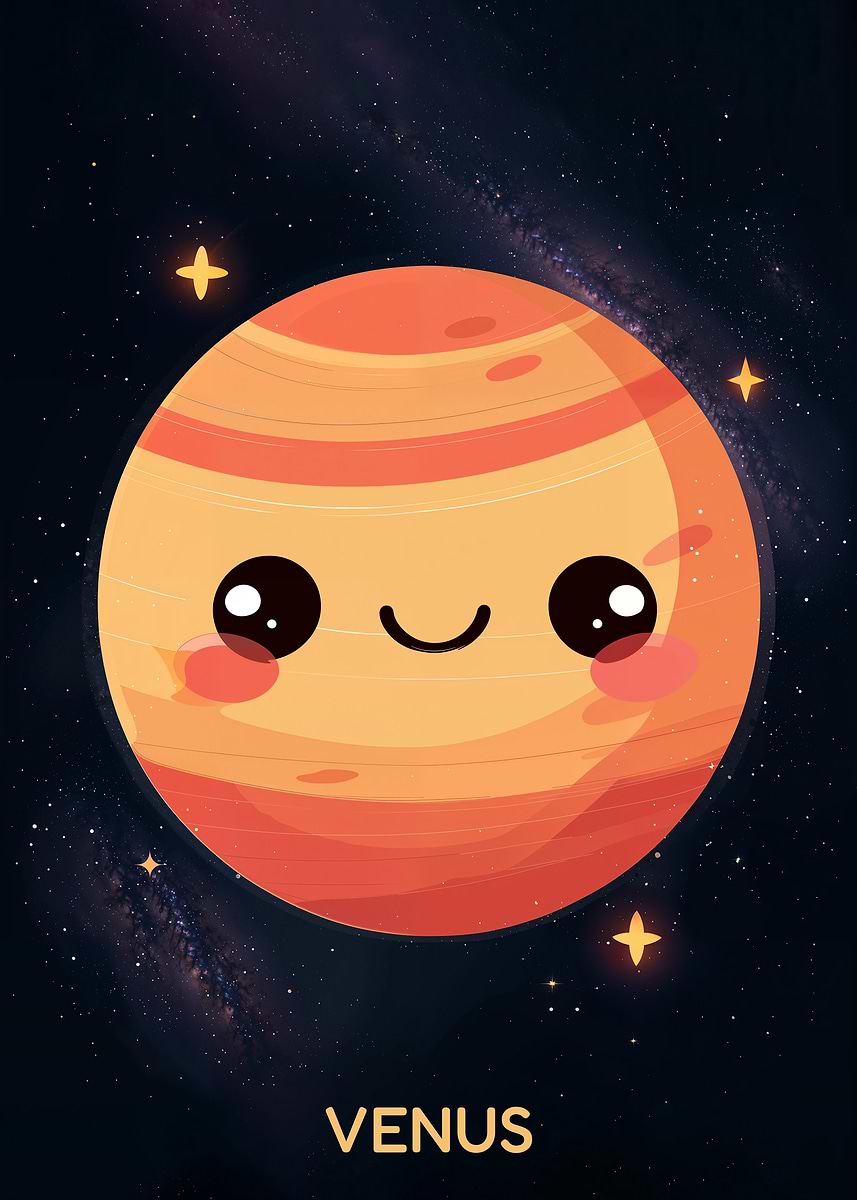 'Cute Cartoon Venus Planet' Poster, picture, metal print, paint by DOA ...