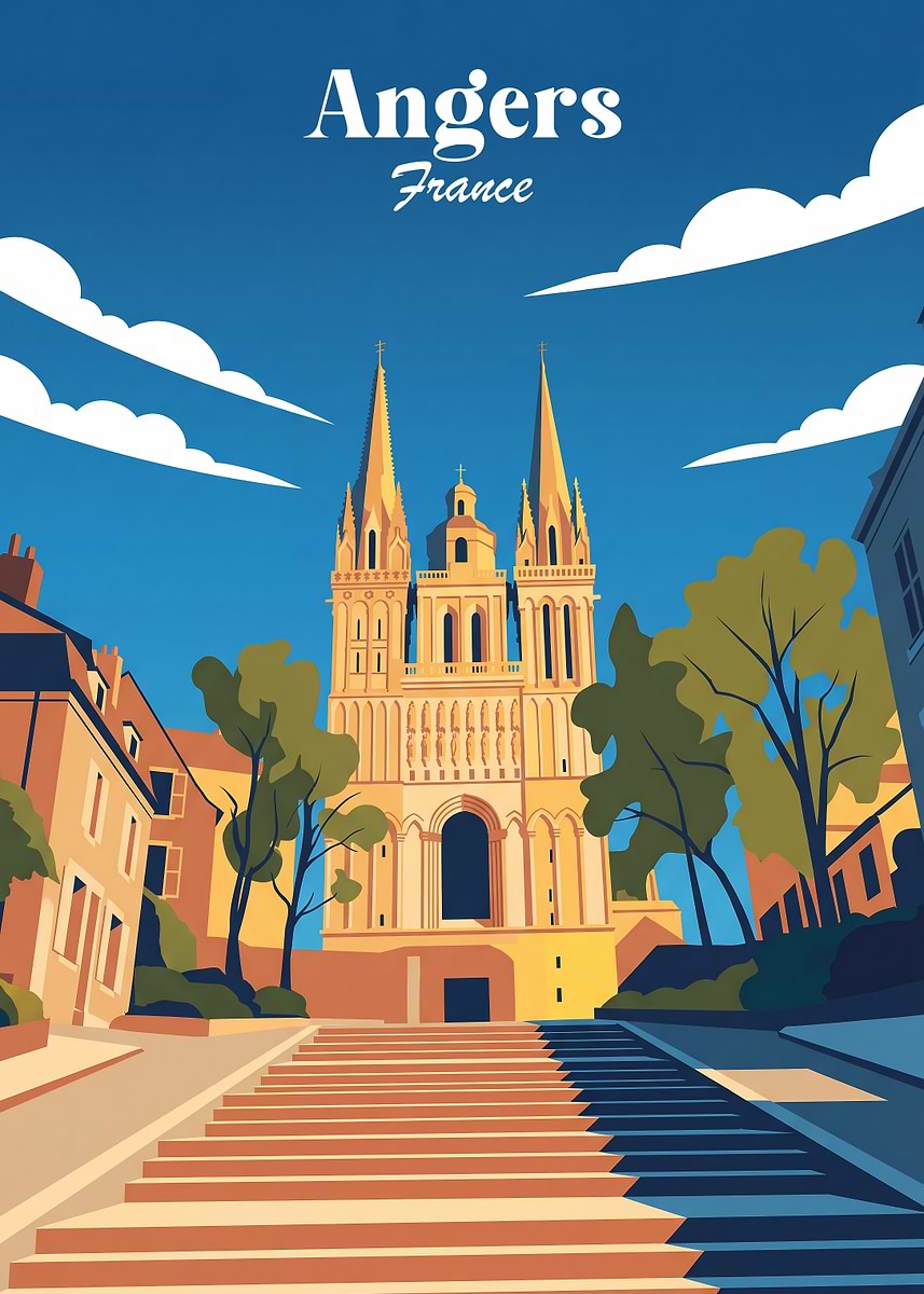 'Angers France Cathedral ' Poster, picture, metal print, paint by ...