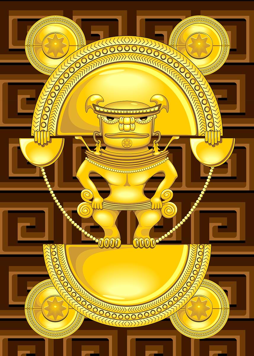 'Golden Inca Warrior Artifact' Poster, picture, metal print, paint by ...