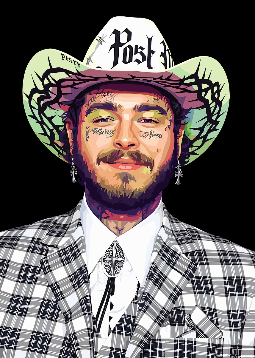 'Post Malone Portrait' Poster, picture, metal print, paint by Azza Word ...