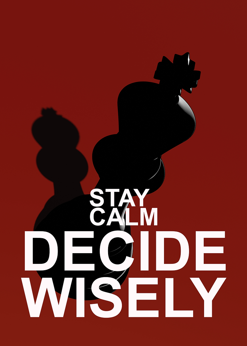 'Chess King Stay Calm Decide Wisely' Poster, picture, metal print ...