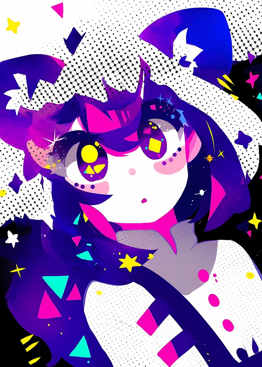 'Vibrant Anime Character with Cosmic Elements' Poster, picture, metal ...