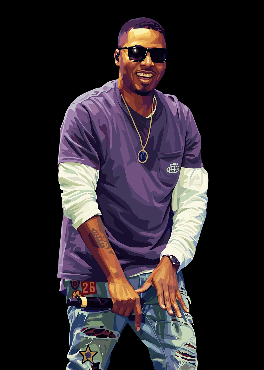'Rapper Nas in Graphic Style' Poster, picture, metal print, paint by ...