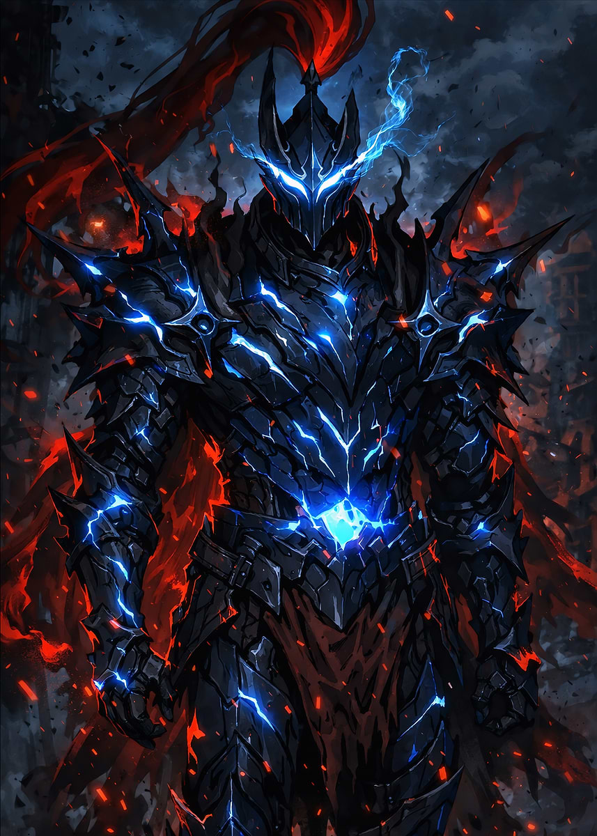 'Dark Knight with Blue Lightning' Poster, picture, metal print, paint ...