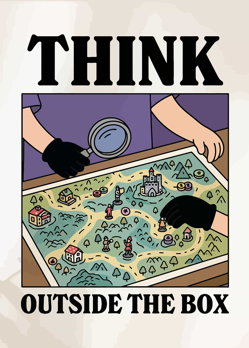 'Think Outside the Box Motivational Poster' Poster, picture, metal ...
