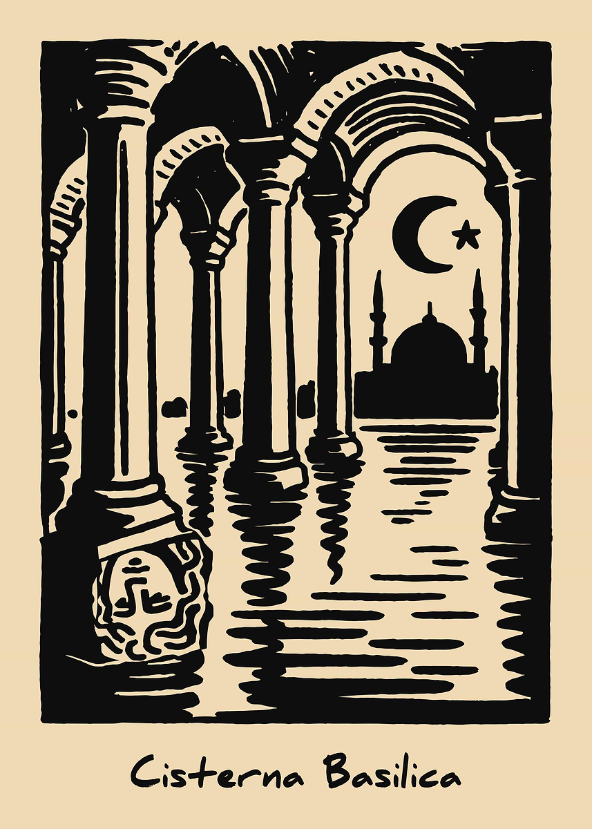 'Cistern Basilica Illustration' Poster, picture, metal print, paint by ...