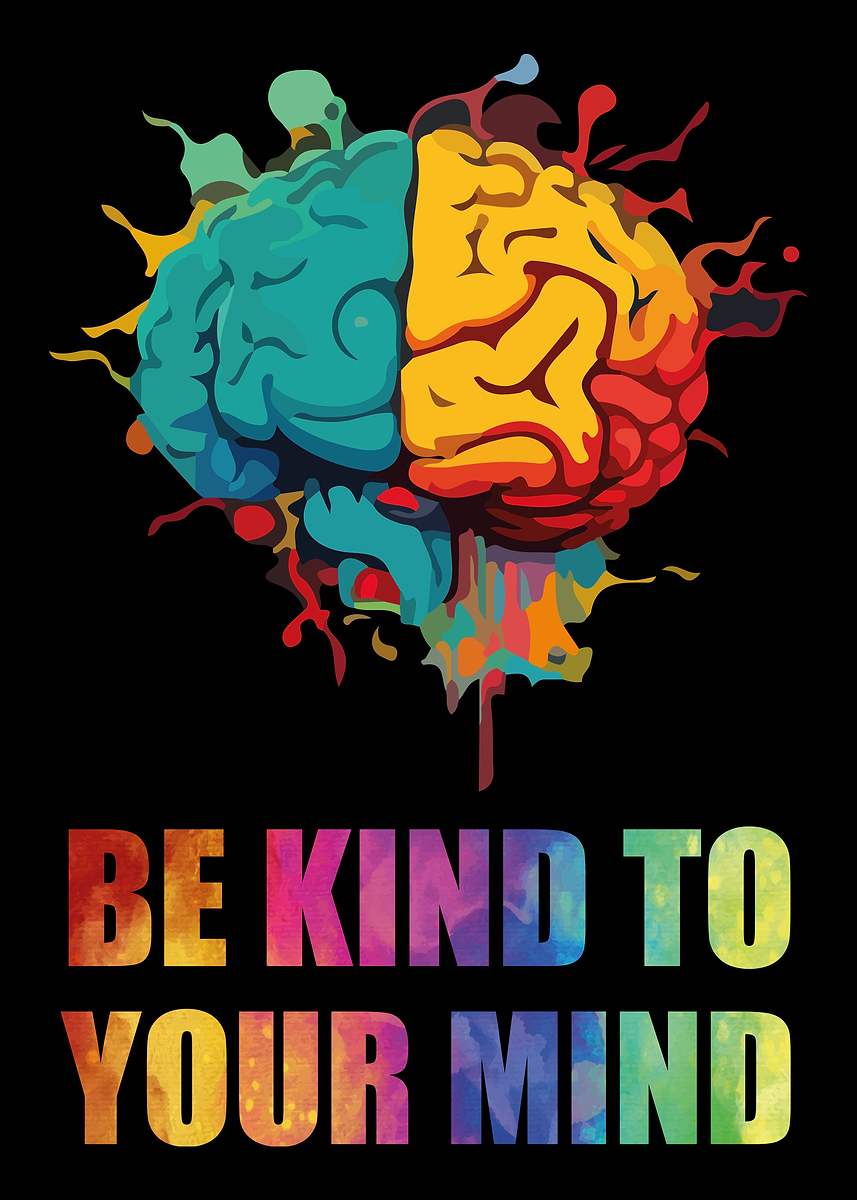 'Be Kind To Your Mind Brain Art' Poster, picture, metal print, paint by ...