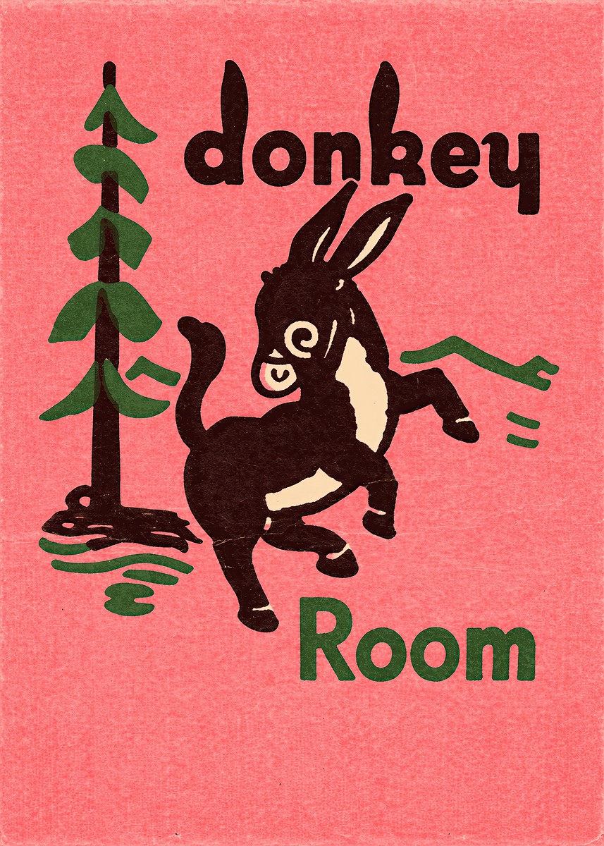 'Donkey Room Vintage Poster' Poster, picture, metal print, paint by ...