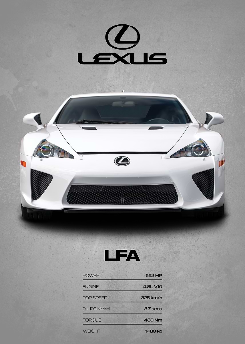 'Lexus LFA Car Poster' Poster, picture, metal print, paint by ...