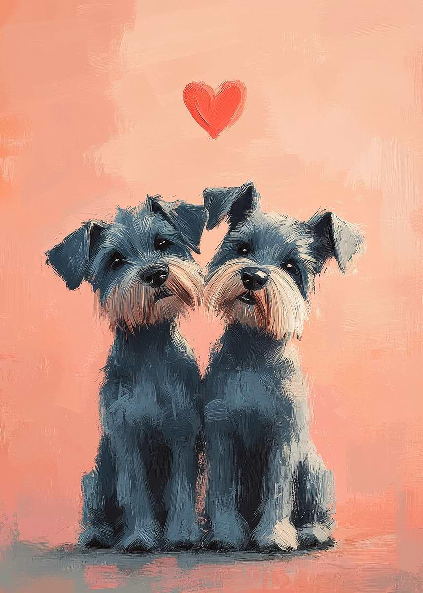 'Two Schnauzers with a Heart | | Cute Valentine Animal Art' Poster ...
