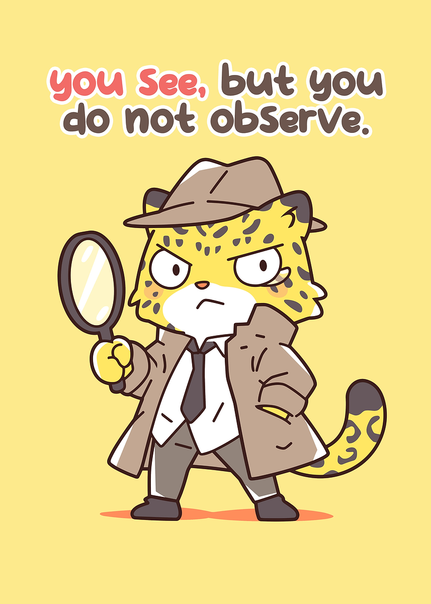 'Detective Leopard with Magnifying Glass' Poster, picture, metal print ...