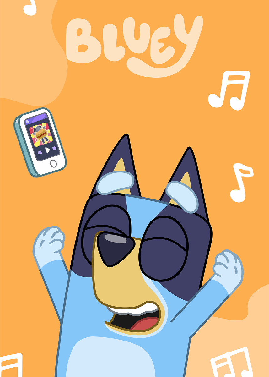 'Bluey Listening to Music' Poster, picture, metal print, paint by Suj ...