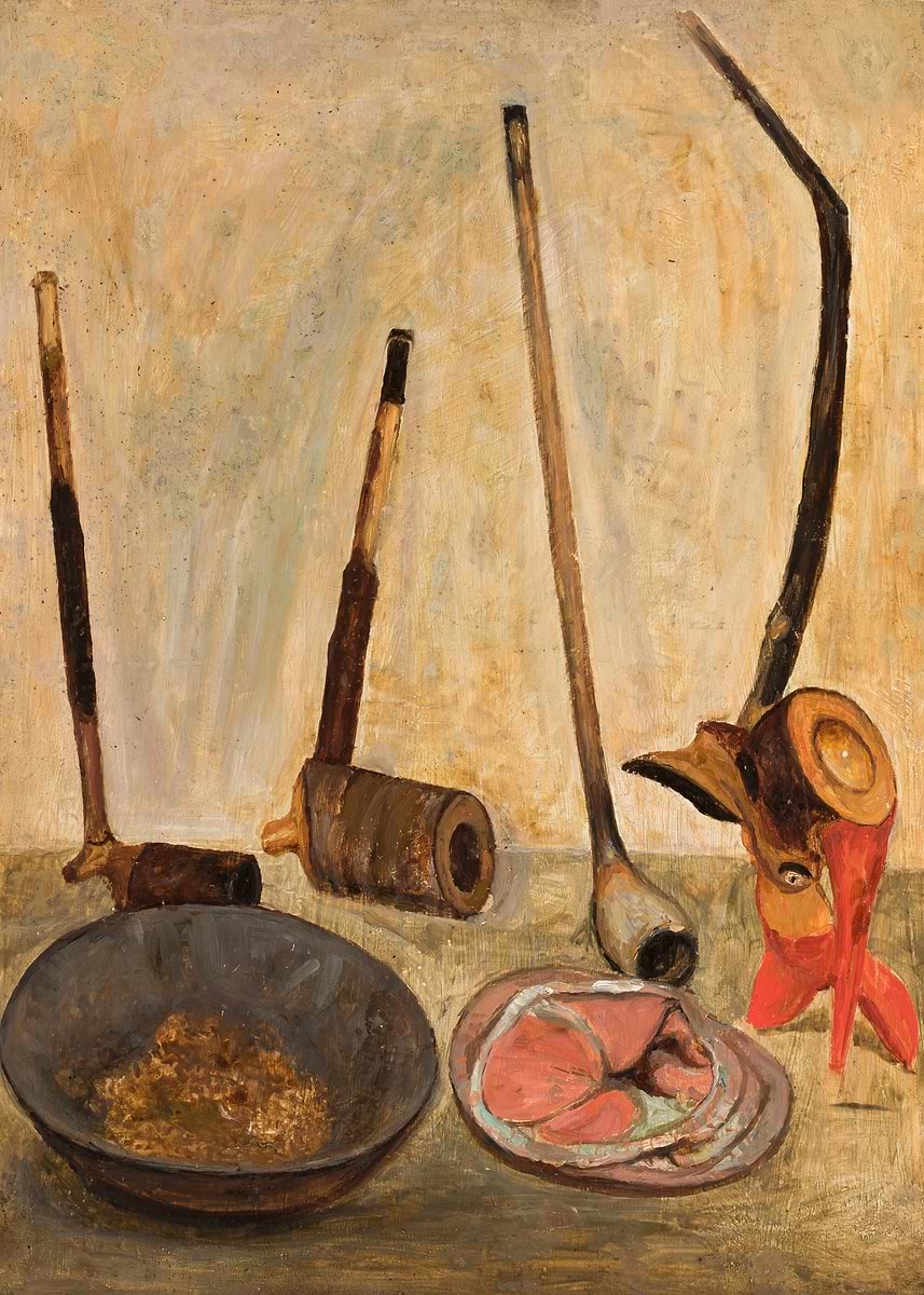 'Still Life with Pipes and Ham' Poster, picture, metal print, paint by ...