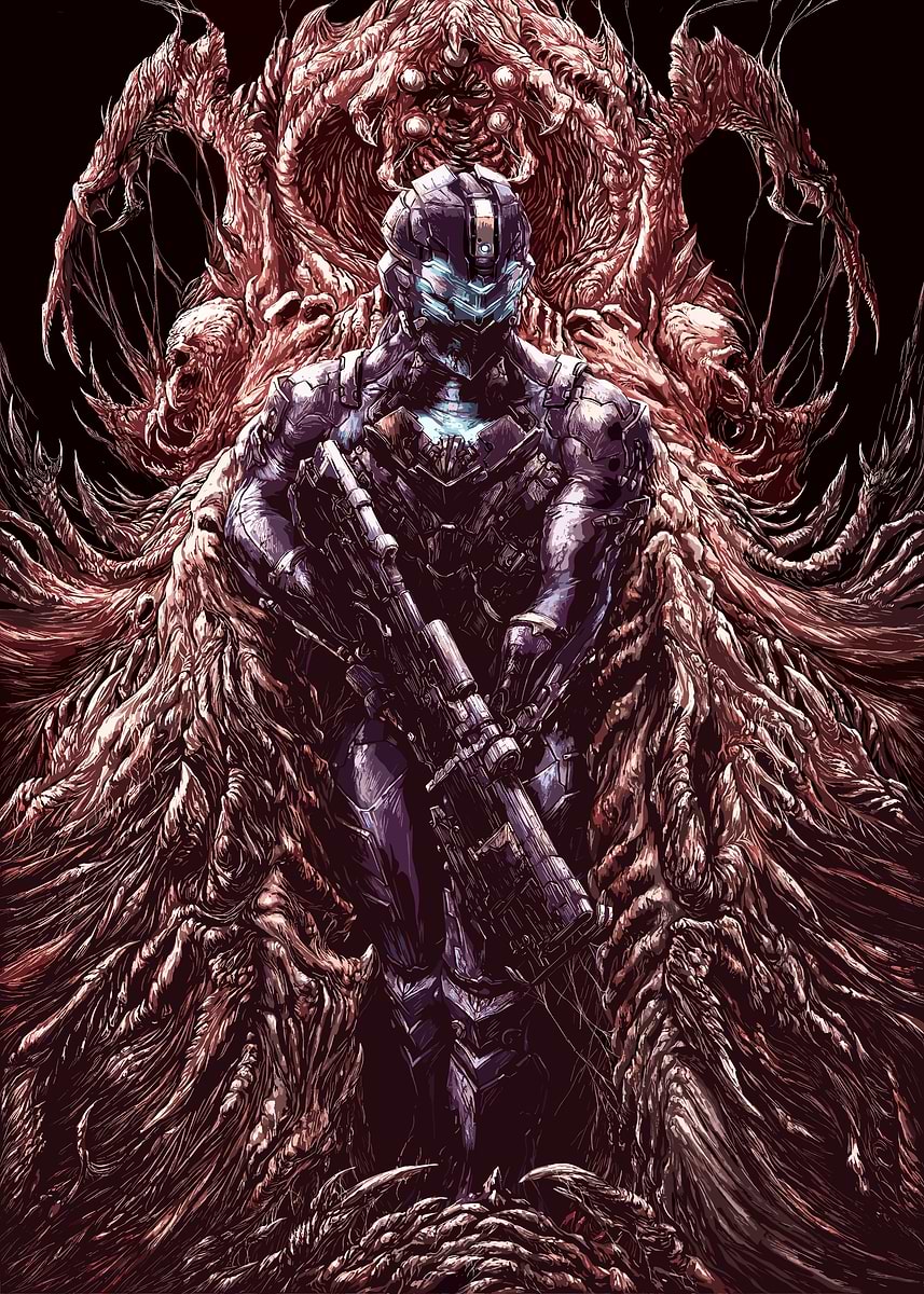 'Isaac Clarke and the Necromorph' Poster, picture, metal print, paint ...