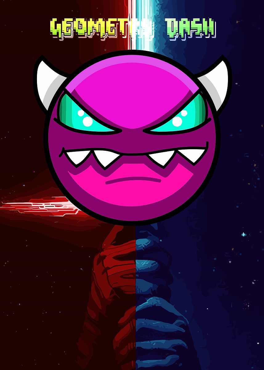 'Geometry Dash Demon Icon' Poster, picture, metal print, paint by the ...