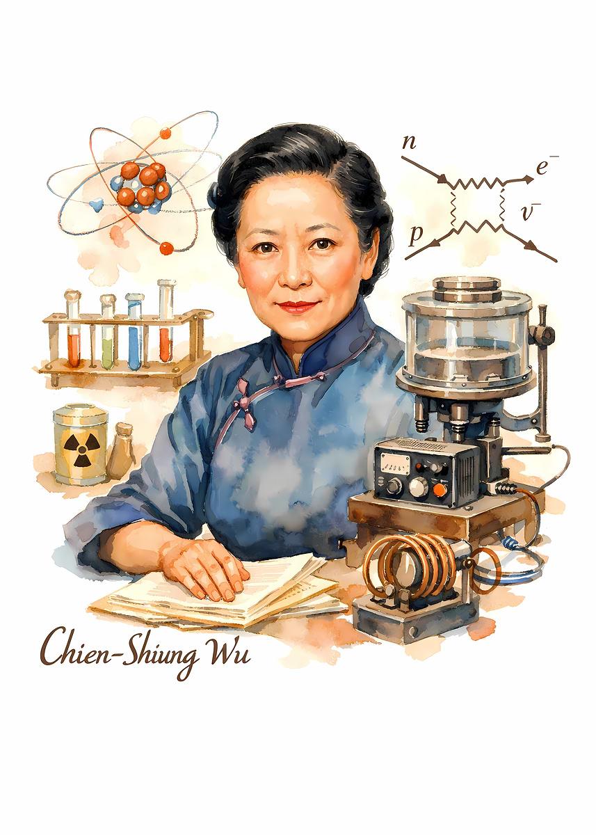 'Chien-Shiung Wu Portrait' Poster, picture, metal print, paint by ...