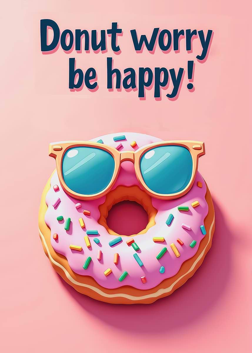 'Donut Worry Be Happy' Poster, picture, metal print, paint by Maxime ...