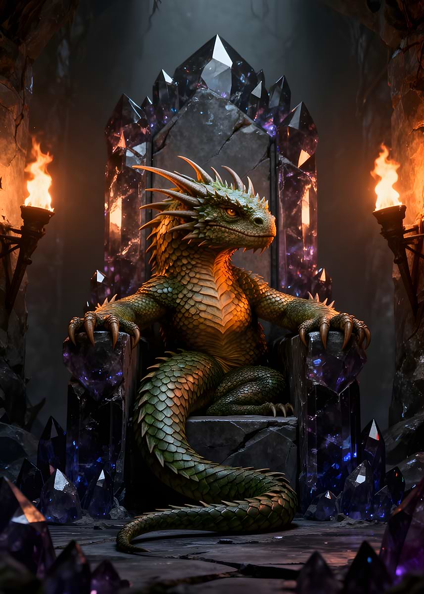 'Dragon on Crystal Throne' Poster, picture, metal print, paint by ...
