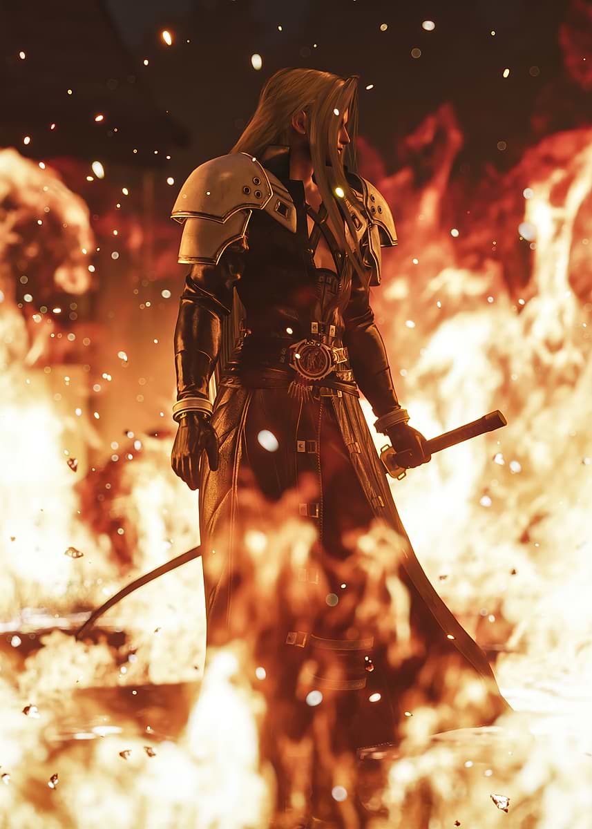 'Sephiroth in Flames' Poster, picture, metal print, paint by Maniala ...
