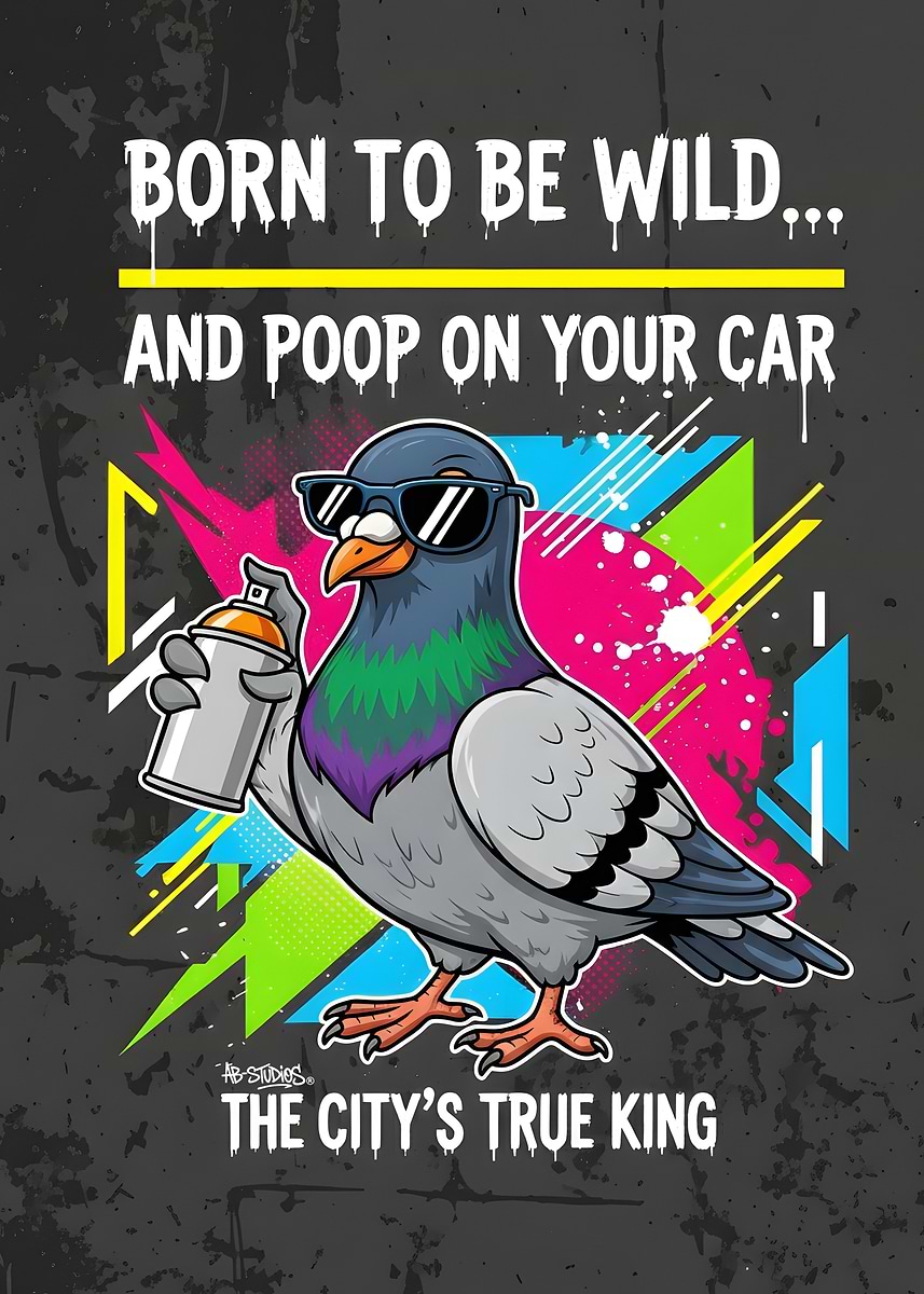 'Cool Pigeon ' Poster, picture, metal print, paint by wadee ali | Displate