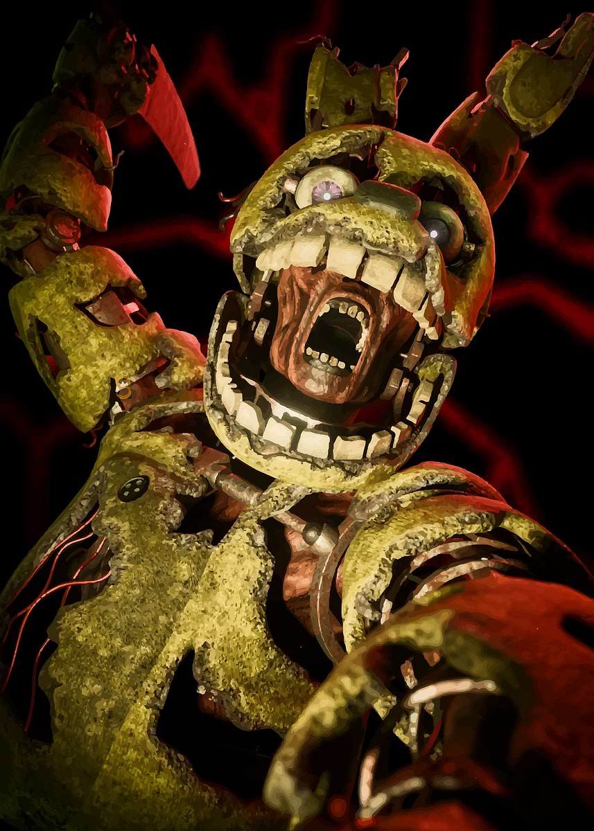 'Scary Springtrap Animatronic Close-up' Poster, picture, metal print ...